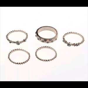 Jewelry | 5 Rose Gold Stackable Boho Alloy Rhinestone Rings | Poshmark